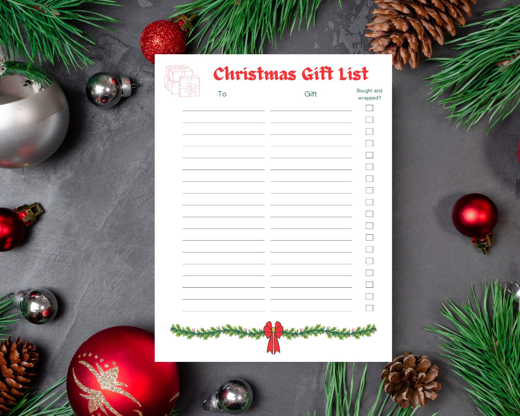 Printable Christmas Gift Tracker List (digital Download) - Etsy