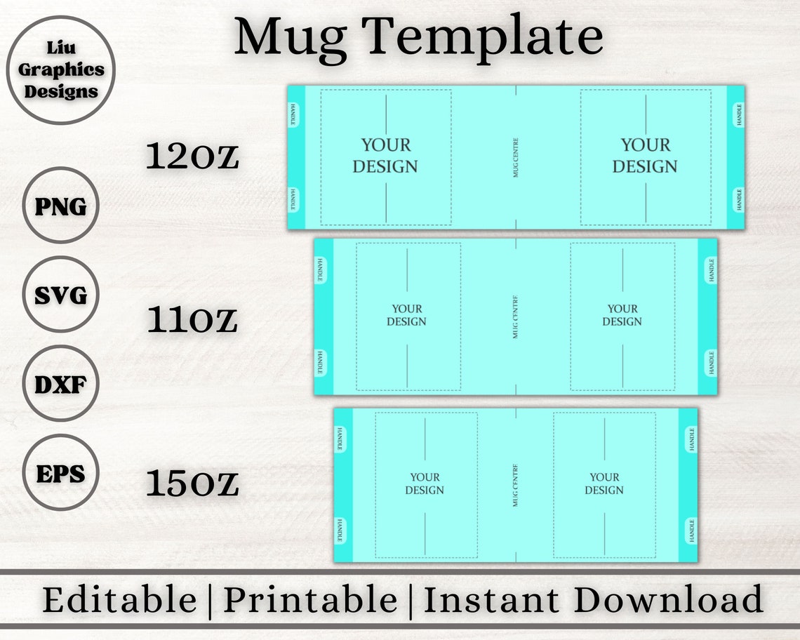 Mug Template, 11oz Mug Template, 12oz Mug Template, 15oz Mug Template ...
