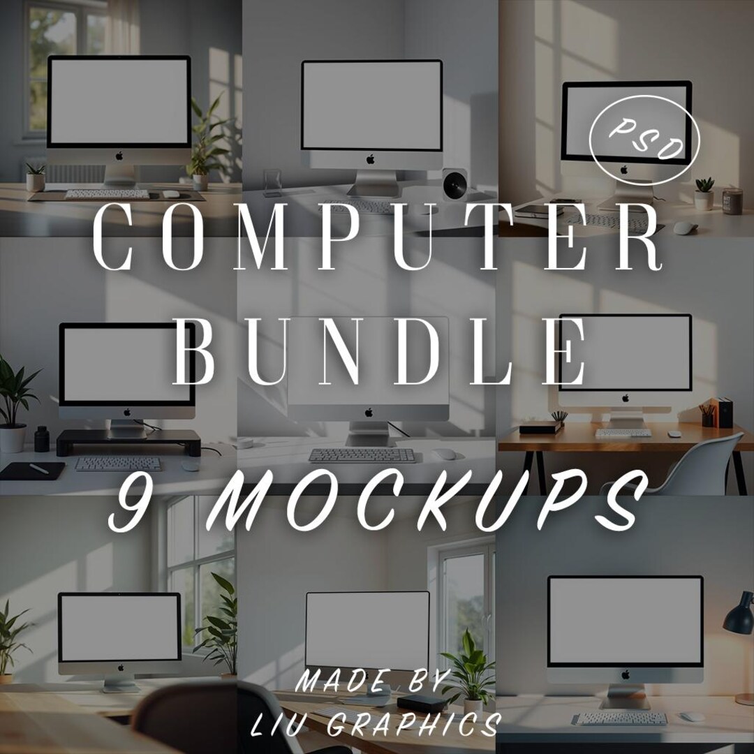 Computer Mockup Bundle, Apple Imac Mockup, Computer Mockup, Imac ...