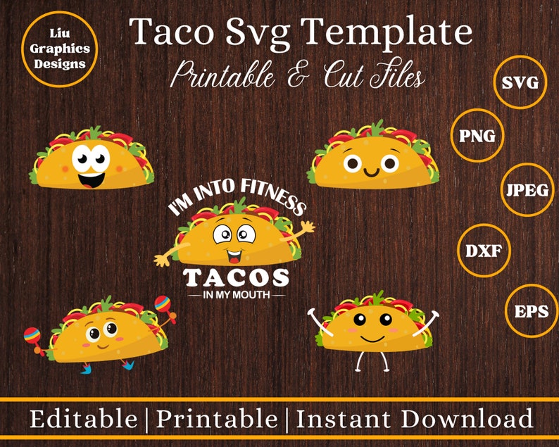 Taco Svg, Taco Svg Bundle, Taco Party, Funny Svg, Mexican Food Svg ...