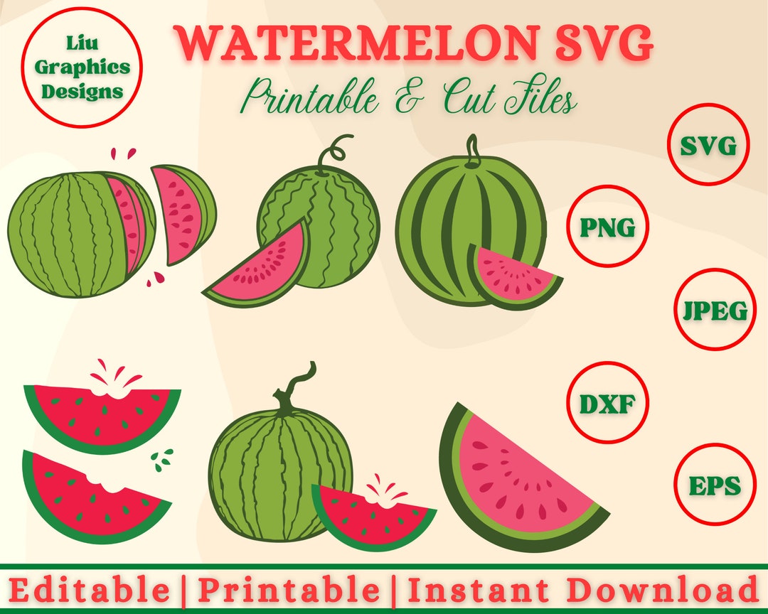 Watermelon SVG, Fruits DXF, Summer, Fruit Svg, One in A Melon Svg ...