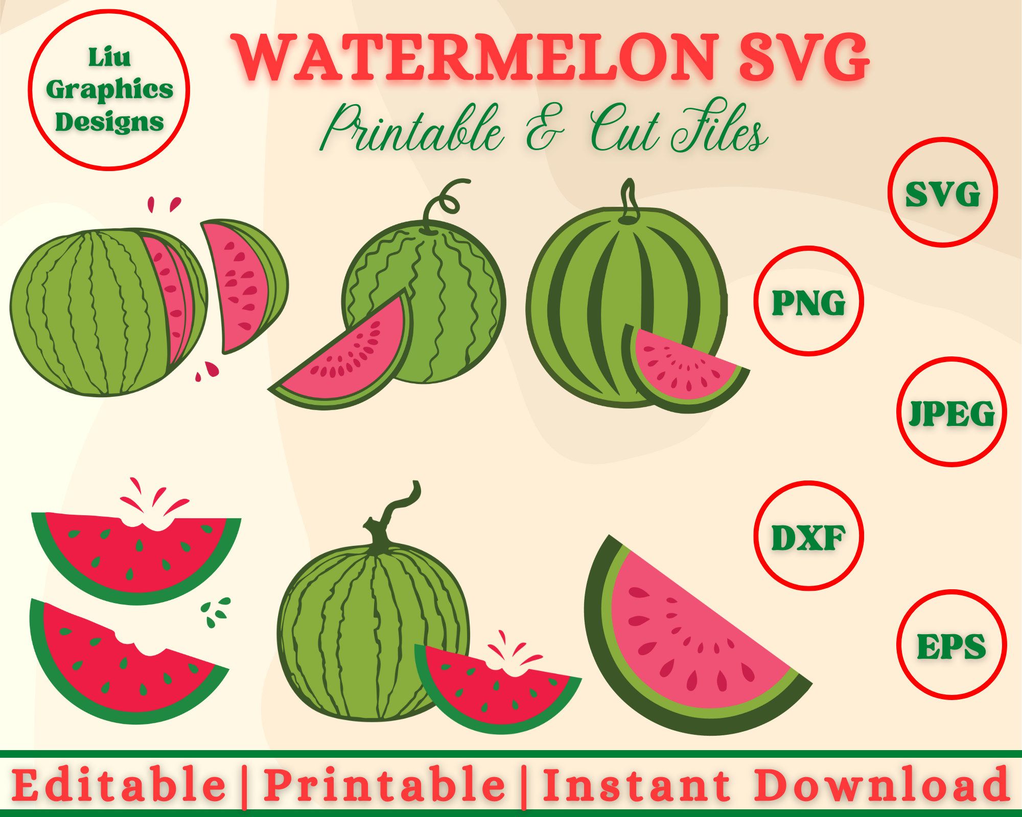 Watermelon SVG, Fruits DXF, Summer, Fruit Svg, One in A Melon Svg ...