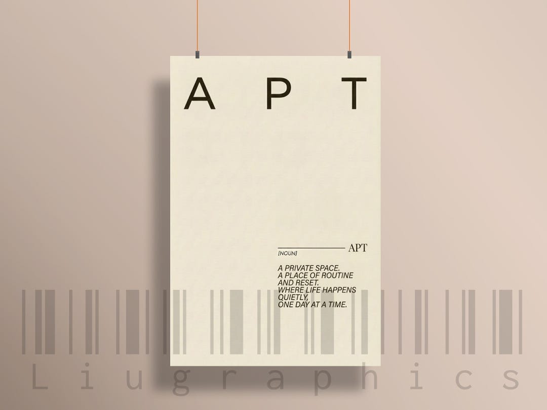 APT Definition Wall Art, Minimal Apartment Poster, Modern Typography ...