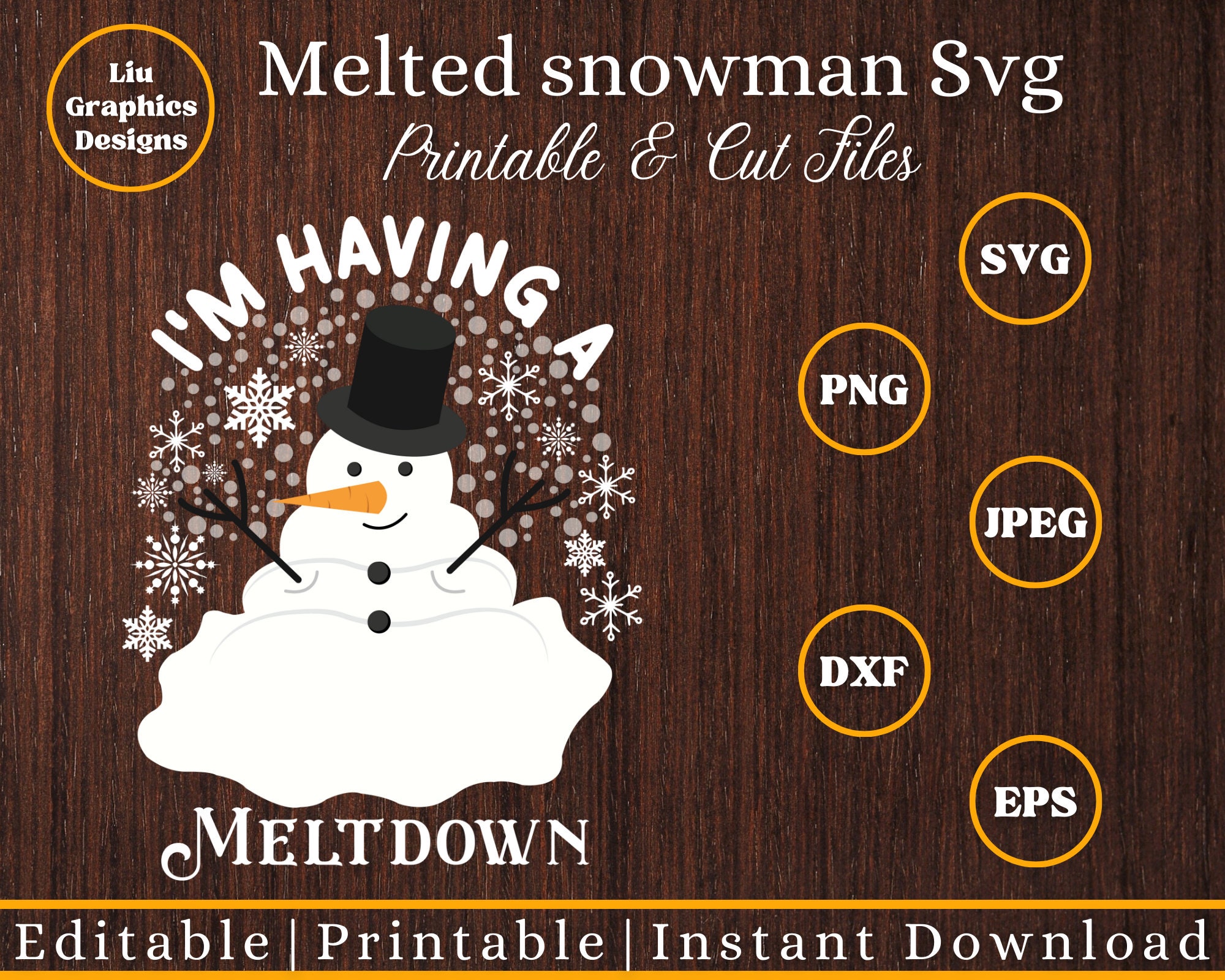 Melted Snowman Svg, I'm Having A Meltdown Svg, Melting Snowman Png ...