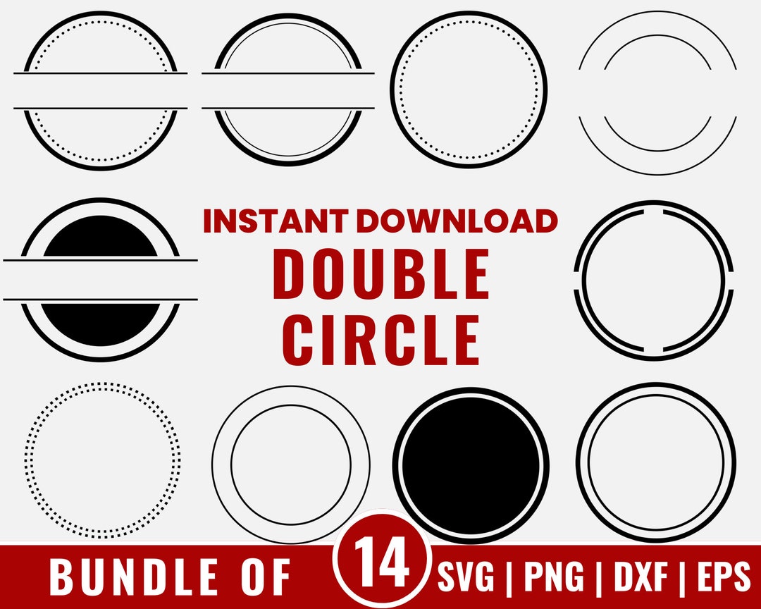 Double Circle Frame Svg Bundle, Circle Border Svg, Double Circle Svg ...