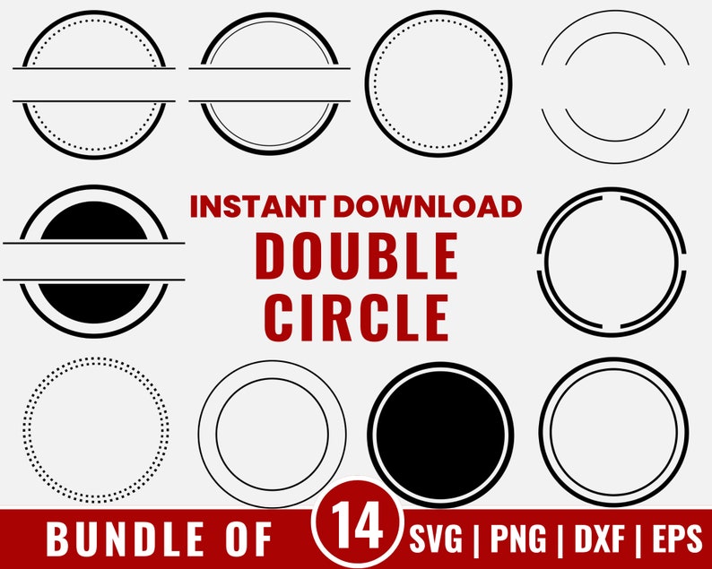 Double Circle Frame Svg Bundle, Circle Border Svg, Double Circle Svg, Circle Monogram Svg ...