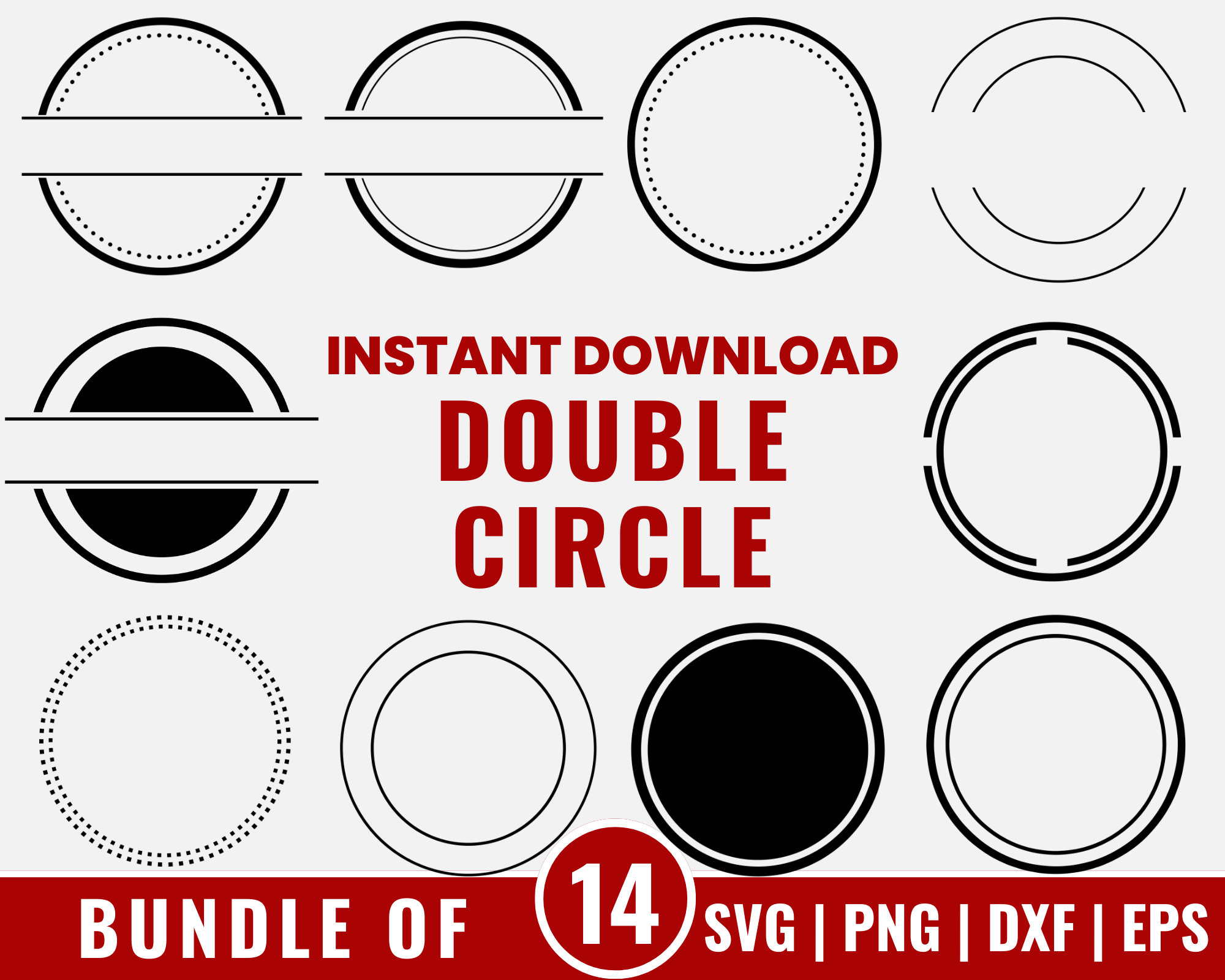 Double Circle Frame Svg Bundle, Circle Border Svg, Double Circle Svg, Circle Monogram Svg ...