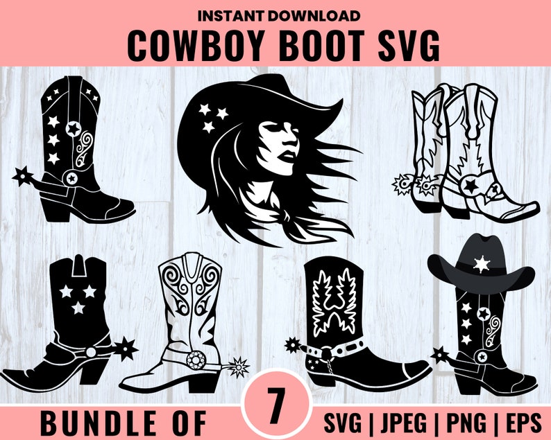 Cowboy Boot & Hat SVG Bundle, Cowgirl Boots Svg, Western Boots Svg, Country Boots Svg - Etsy