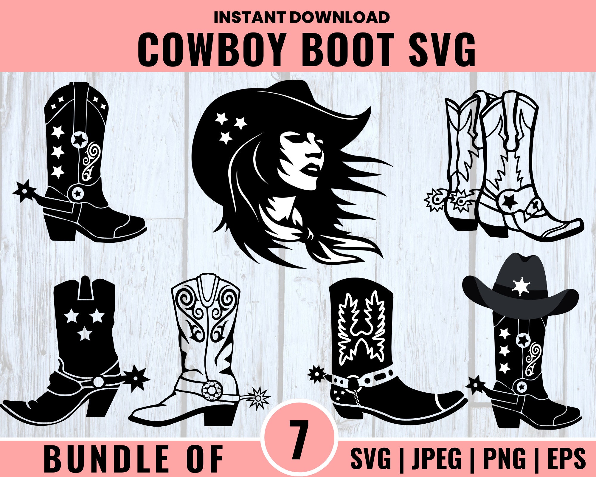 Cowboy Boot & Hat SVG Bundle, Cowgirl Boots Svg, Western Boots Svg ...