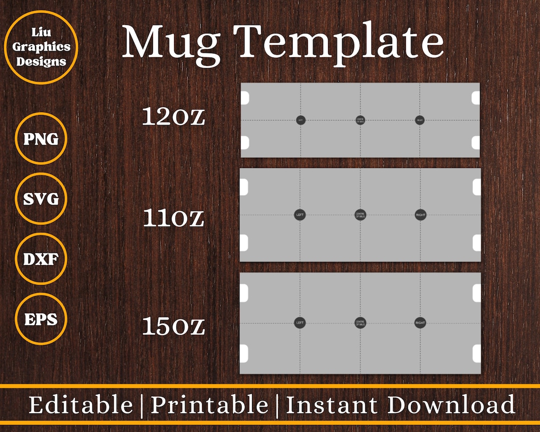 Mug Template, 11oz Mug Template, 12oz Mug Template, 15oz Mug Template ...