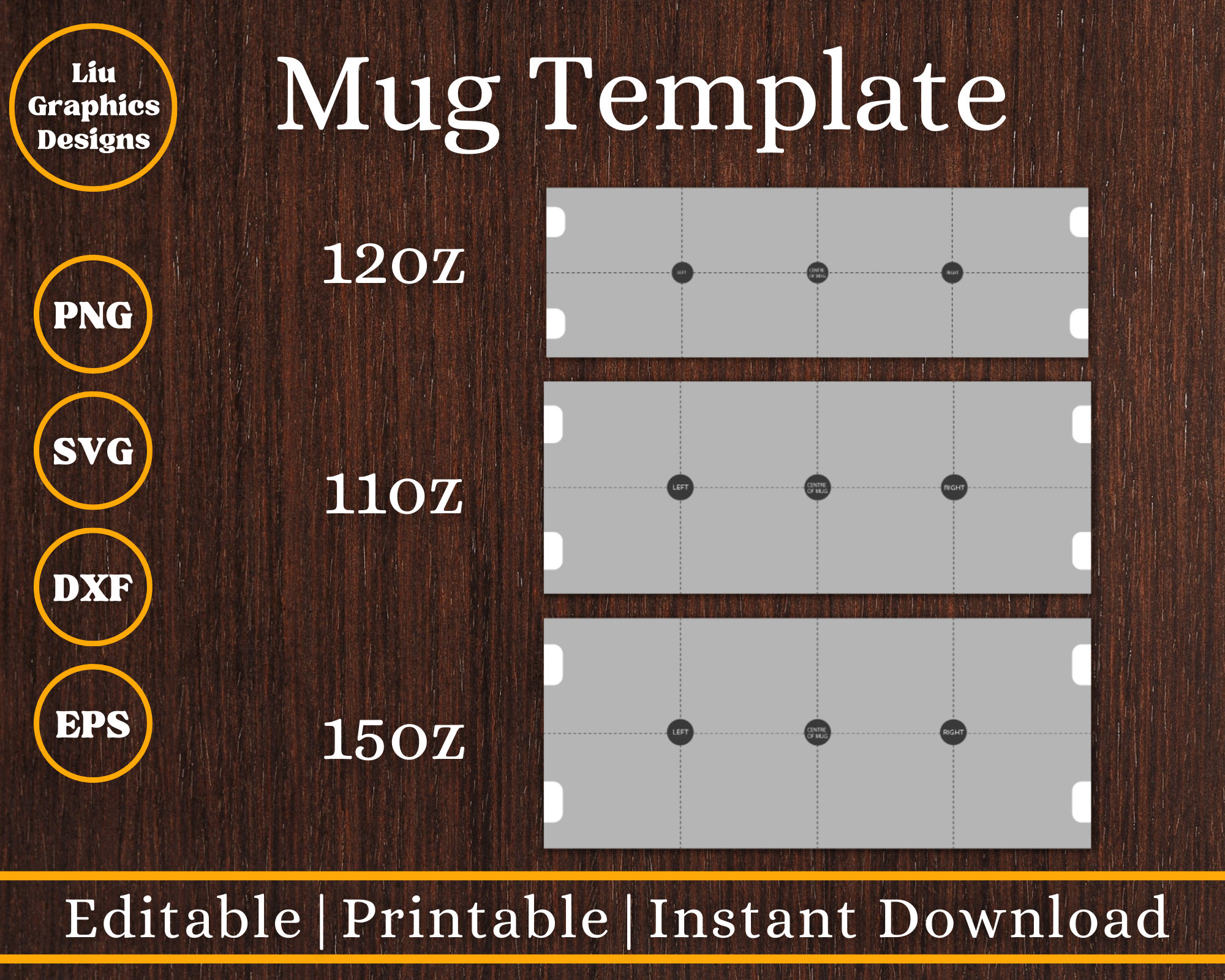 Mug Template, 11oz Mug Template, 12oz Mug Template, 15oz Mug Template ...