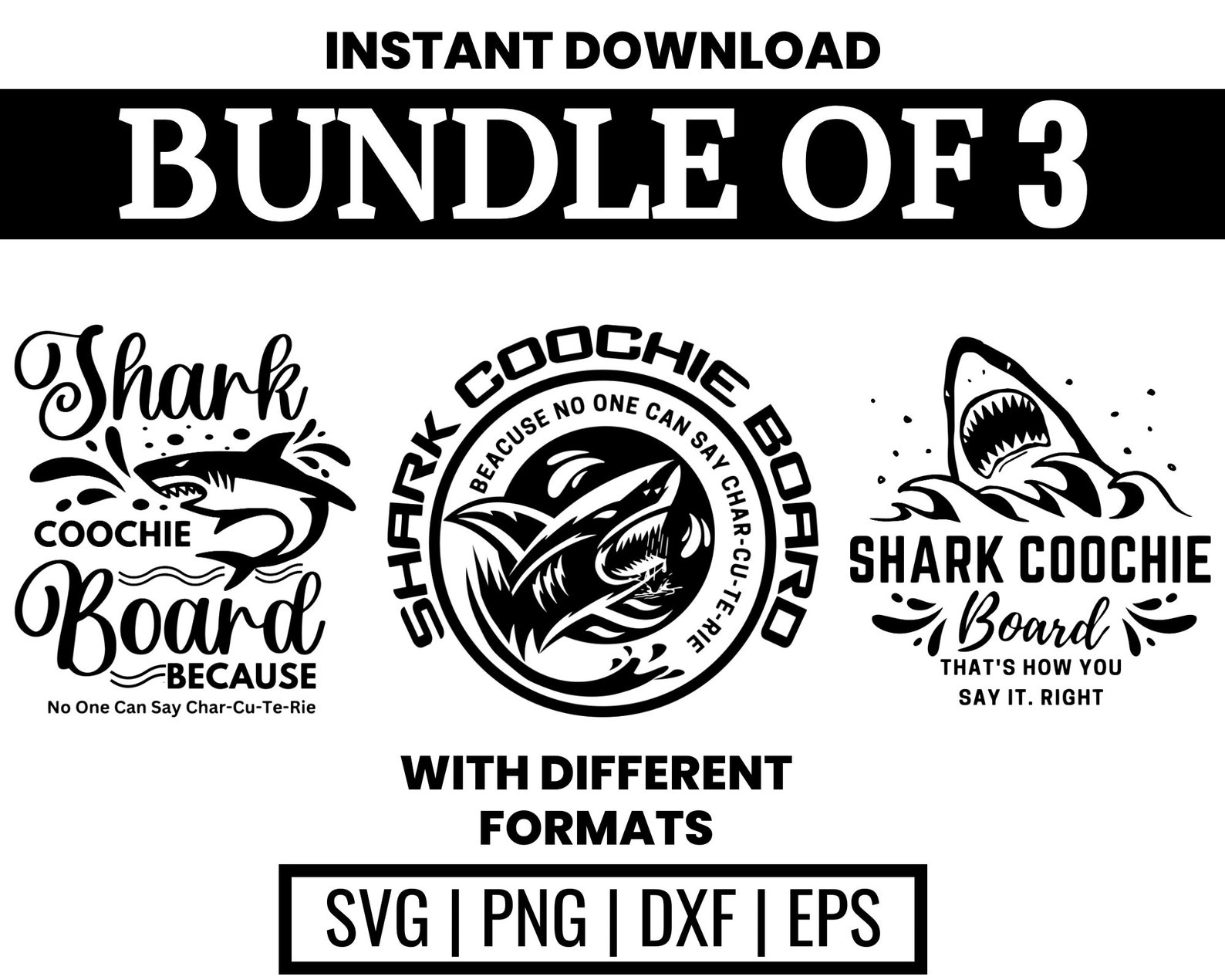 Shark Coochie Board Svg Bundle, Cutting Board Svg, Shark Coochie Svg ...