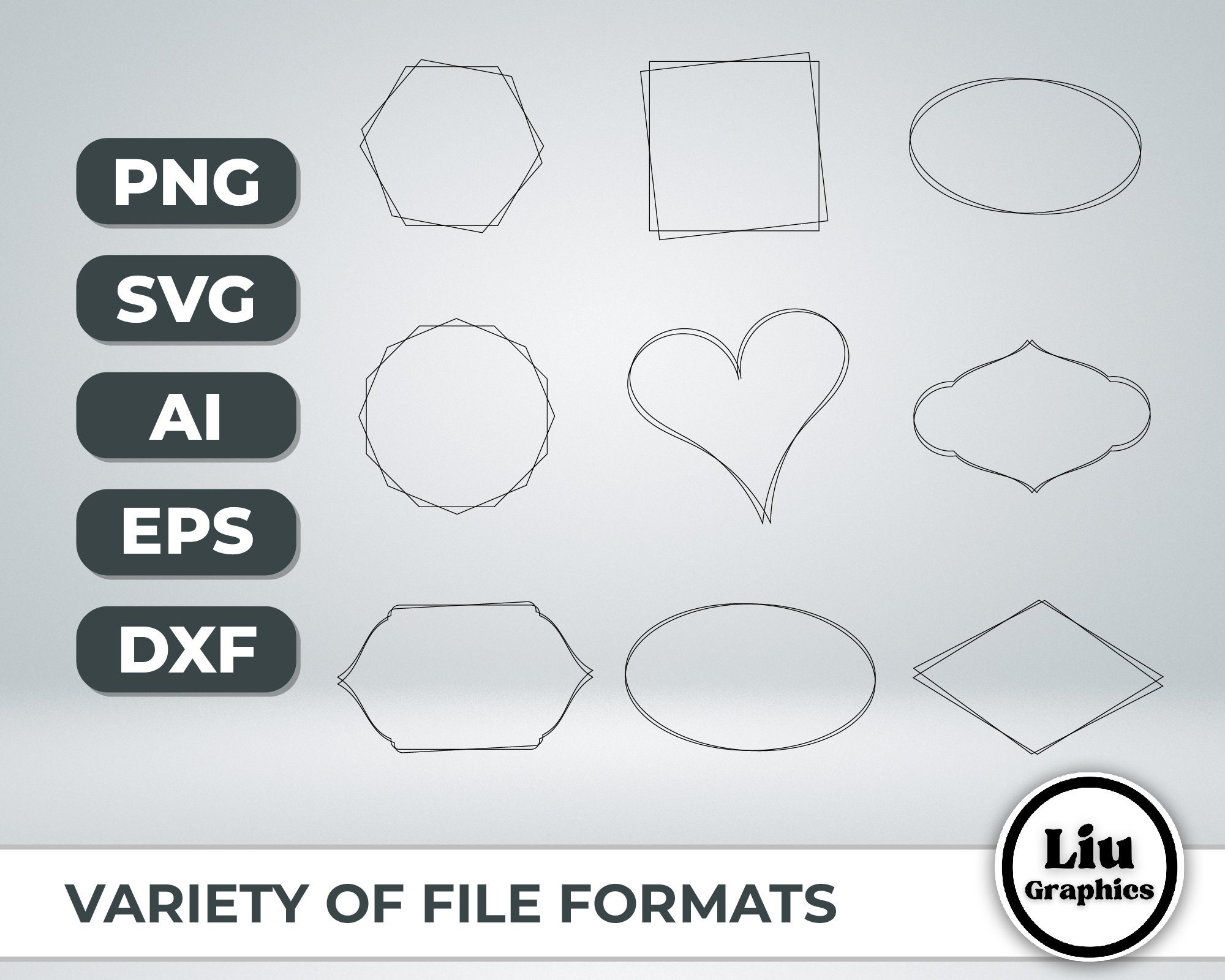Double Frame Svg, Square Frame Bundle, Circle Frame, Rectangle, Oval ...