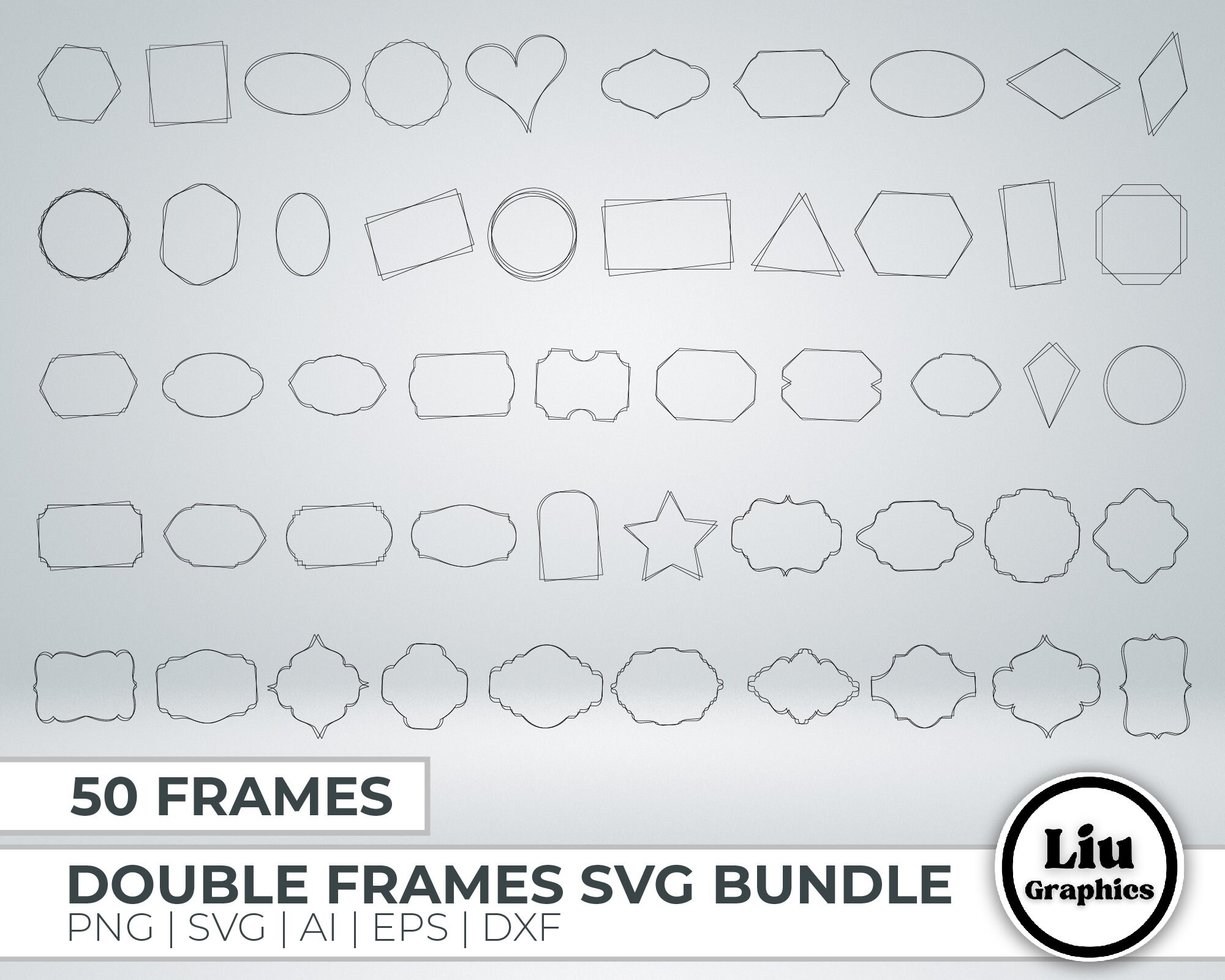 Double Frame Svg, Square Frame Bundle, Circle Frame, Rectangle, Oval ...