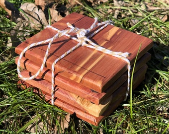 Rustic Eastern Red Cedar Coasters, Set of 4 - Etsy