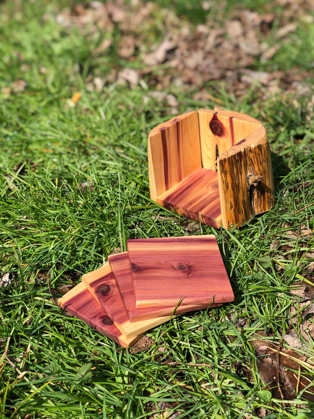 Handmade Red Cedar Log Coaster Set - Functional Art, Unique Home Decor ...