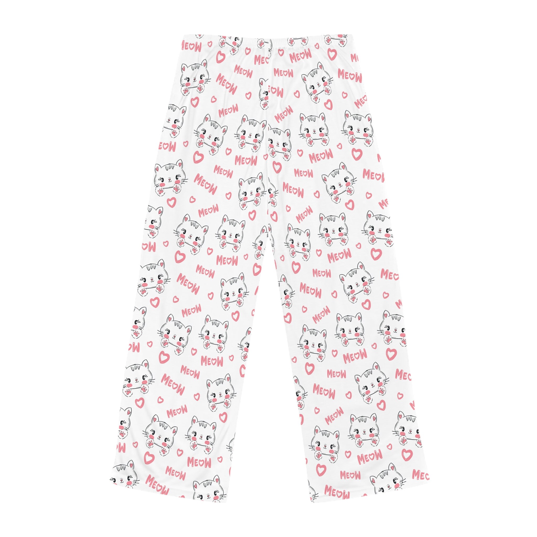 Women's Pajama Pants Cute Cat Seamless Pattern White Background With ...