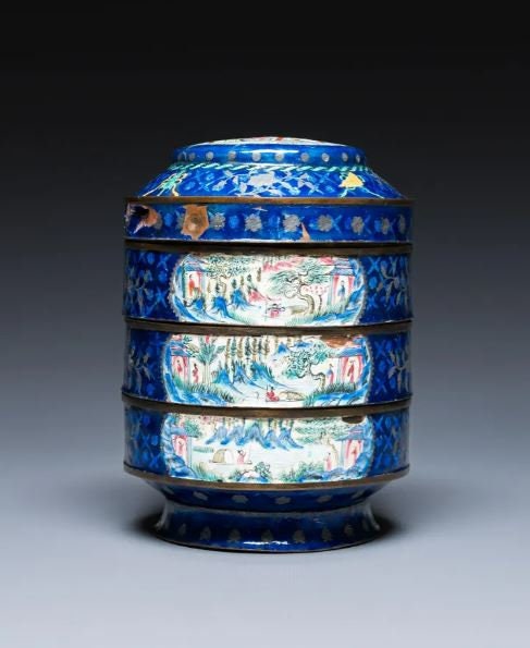 Antique Chinese Enamel Stacking Box - Etsy