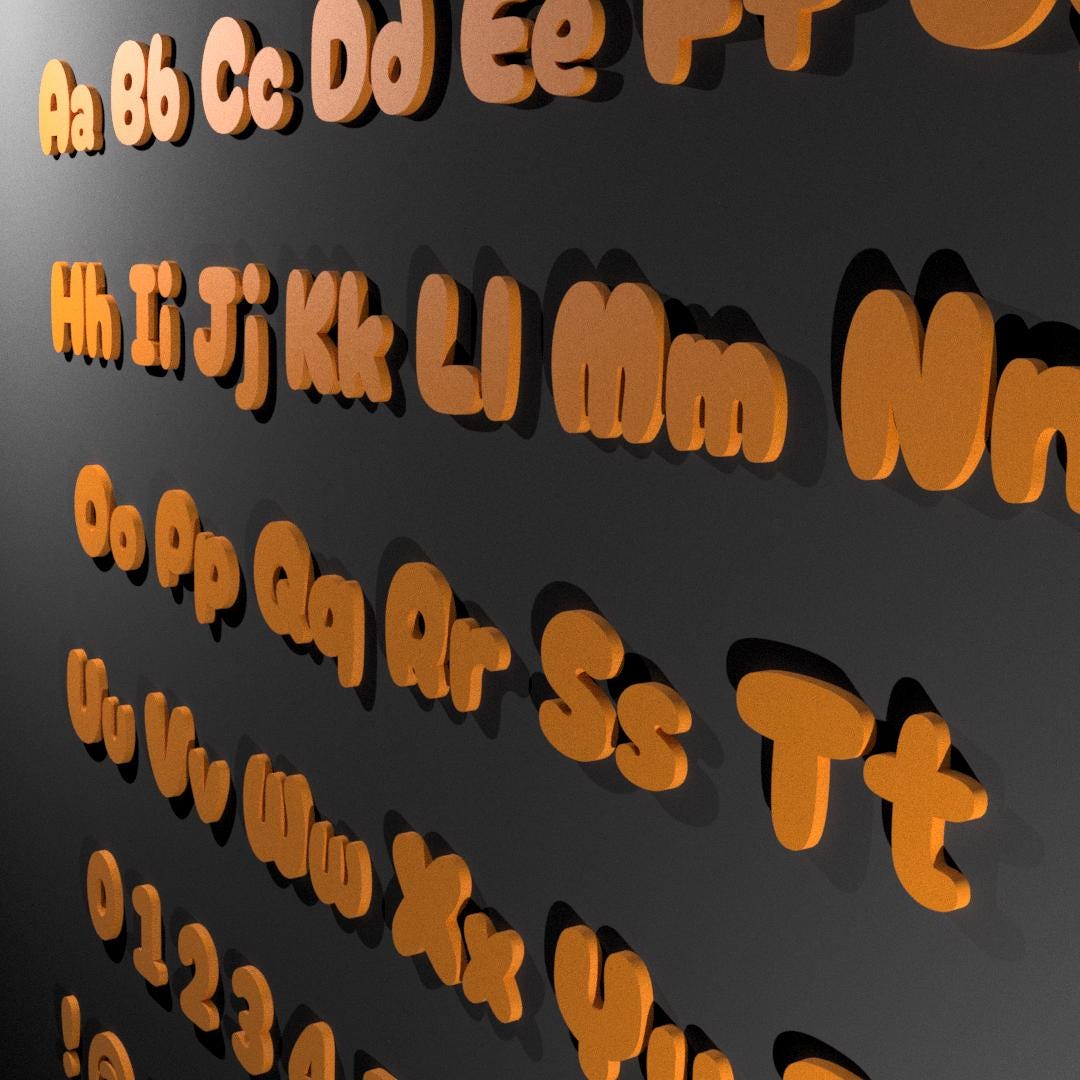 Cherry Bomb One Font STL Files: 3D Printing Letters, Numbers, Symbols ...
