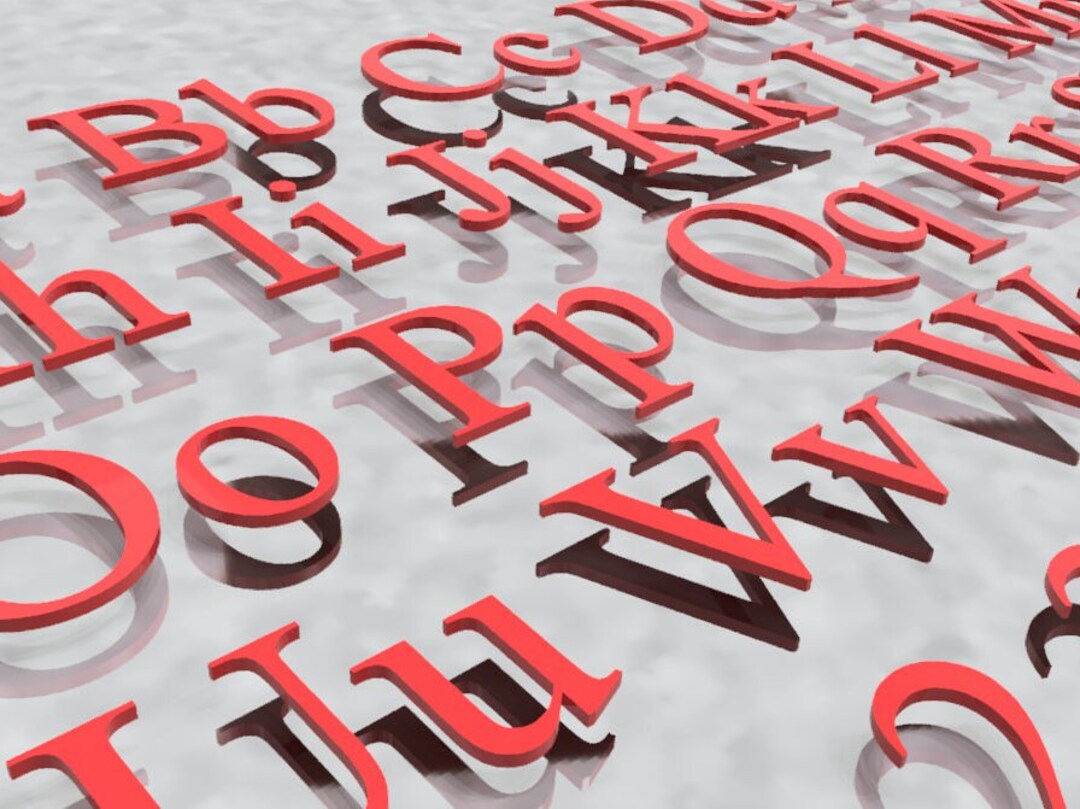 Times New Roman Font STL Files: 3D Printing Letters, Numbers, Symbols ...