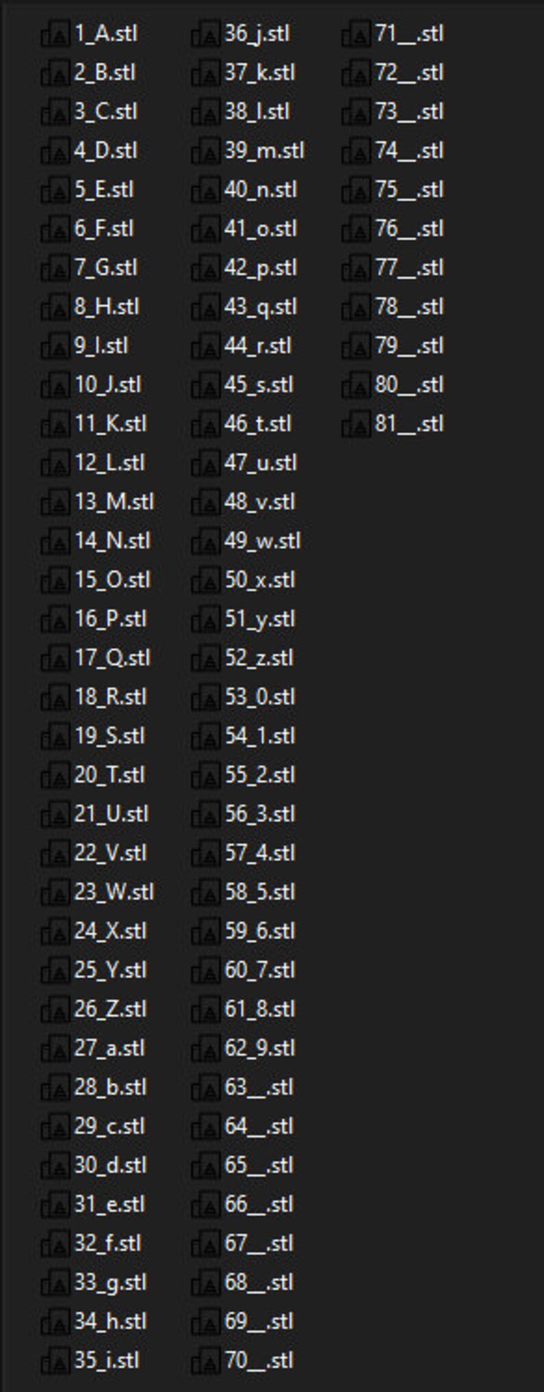 Times New Roman Font STL Files: 3D Printing Letters, Numbers, Symbols ...