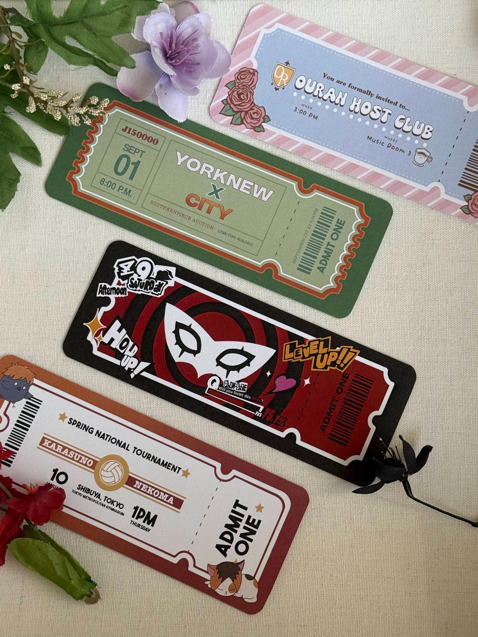 Anime Ticket Bookmarks | Recycled Cardstock, Book Lover Gift - Etsy