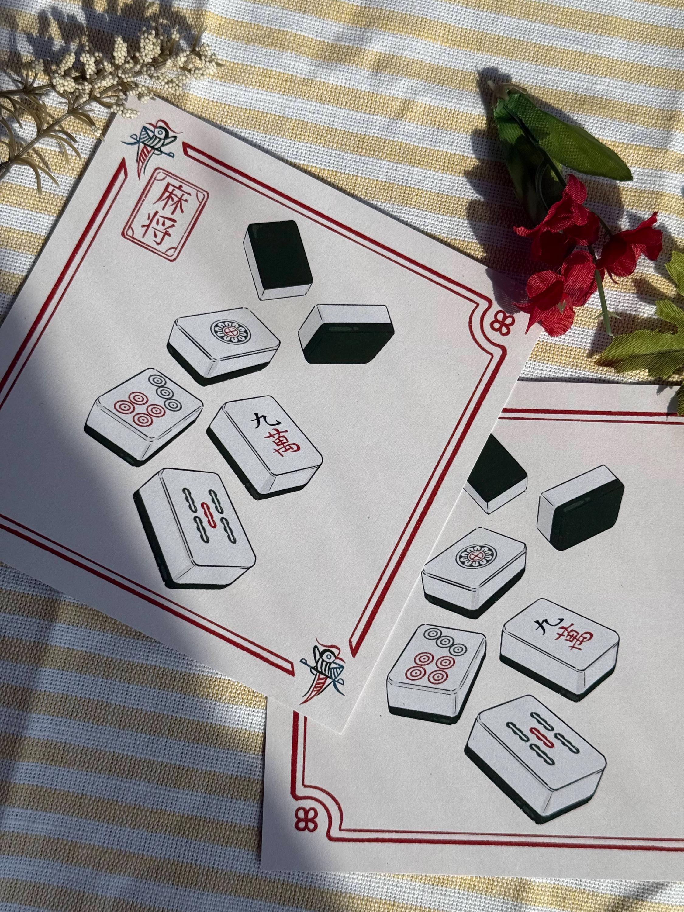 Mahjong 5.5x5.5 Recycled Square Print | Cute Game Tiles - Etsy