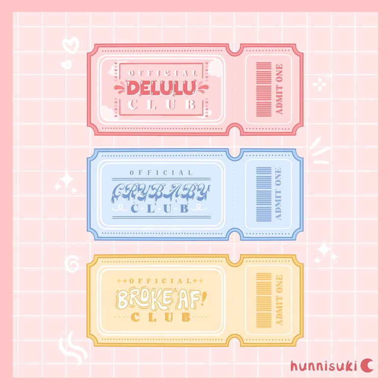 Welcome to the Club Ticket Stub Stickers | Journal / Scrapbook / Decorative - Etsy