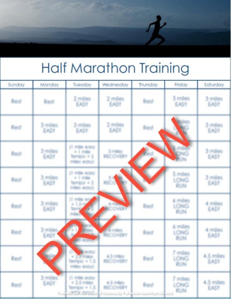 Half Marathon Training Plan - Etsy