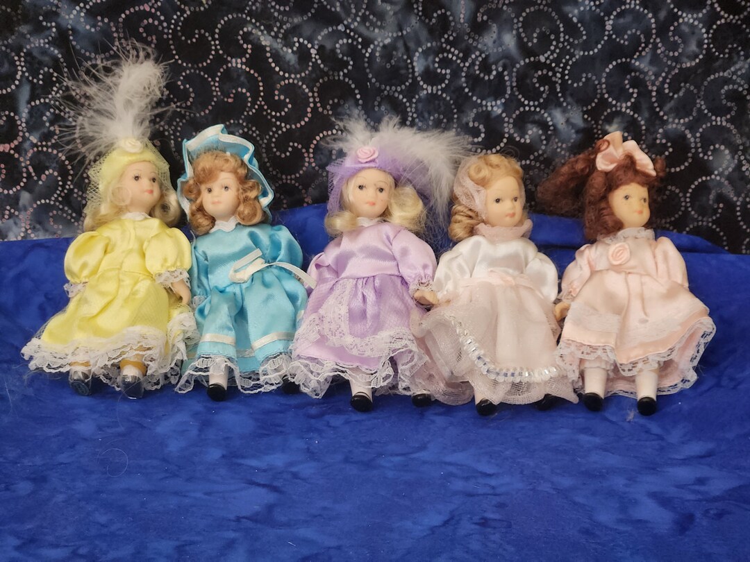 Little Dolls 5 Inches Tall in Silk and Lace Dresses With Little Undies ...