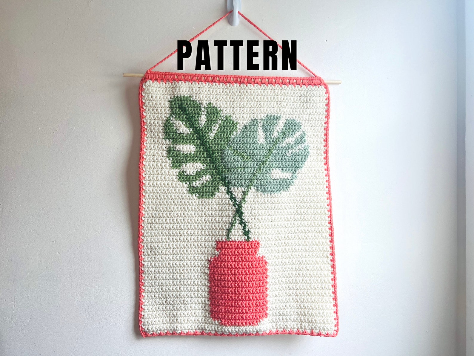 Monstera Crochet Pattern | PDF Download | Tapestry Crochet Wall Hanging ...