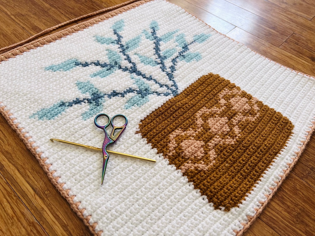 Blue Houseplant Crochet Pattern | PDF Download | Tapestry Crochet Wall ...