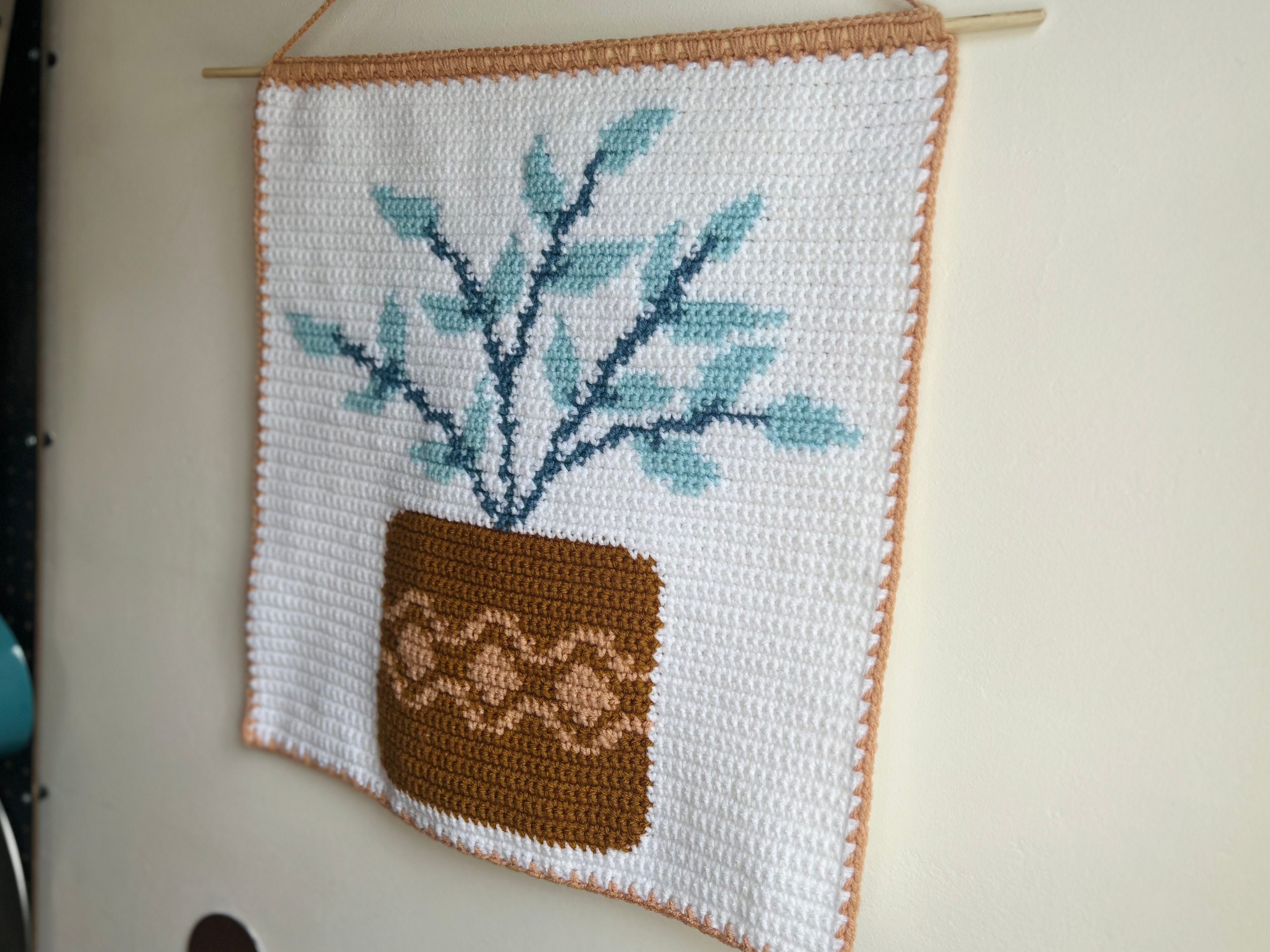 Blue Houseplant Crochet Pattern | PDF Download | Tapestry Crochet Wall ...