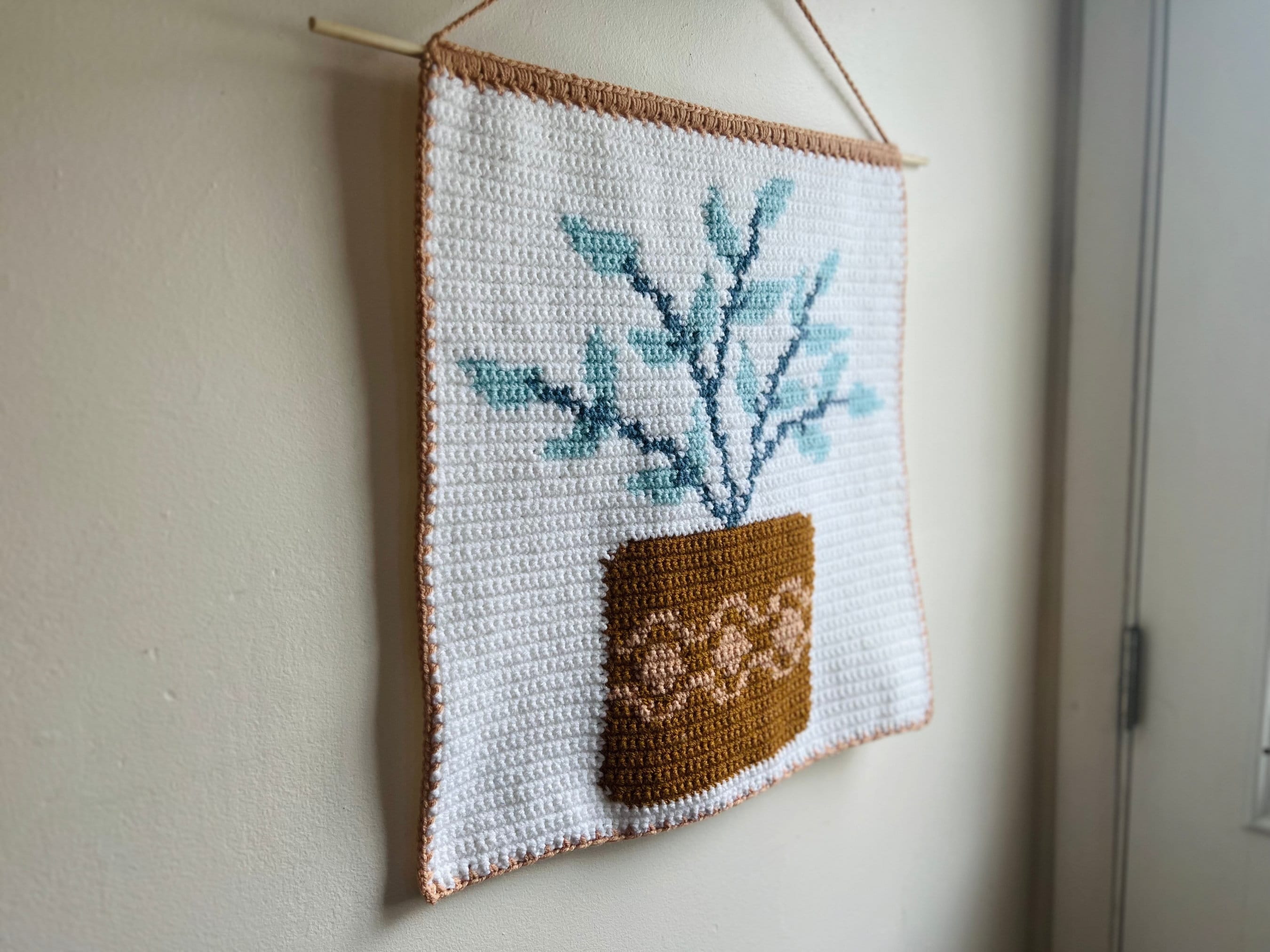 Blue Houseplant Crochet Pattern | PDF Download | Tapestry Crochet Wall ...