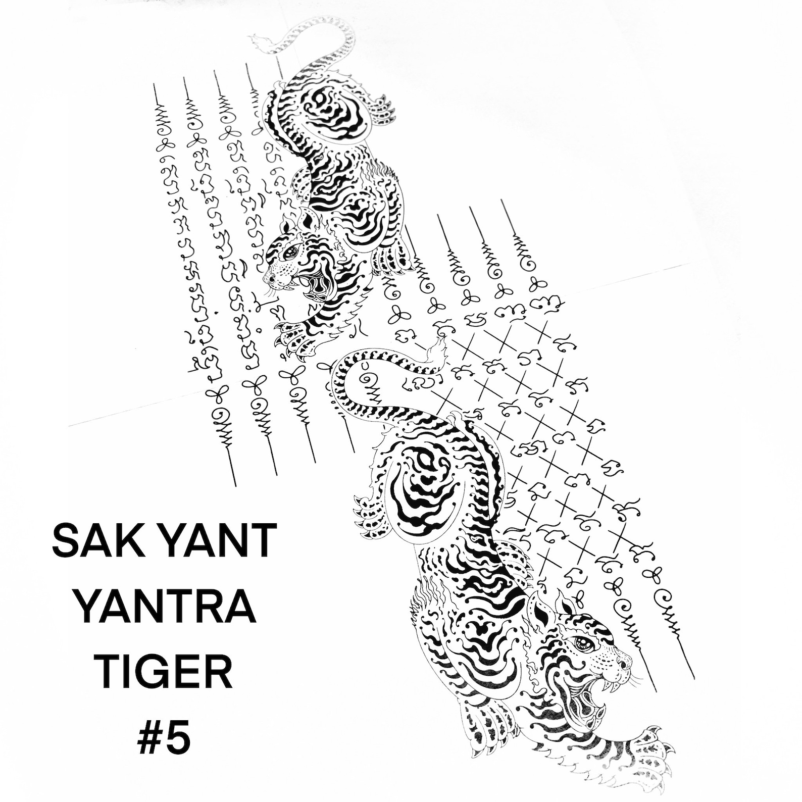 Sak Yant Tiger Tattoo Tiger Tattoo Design Sak Yant Design - Etsy