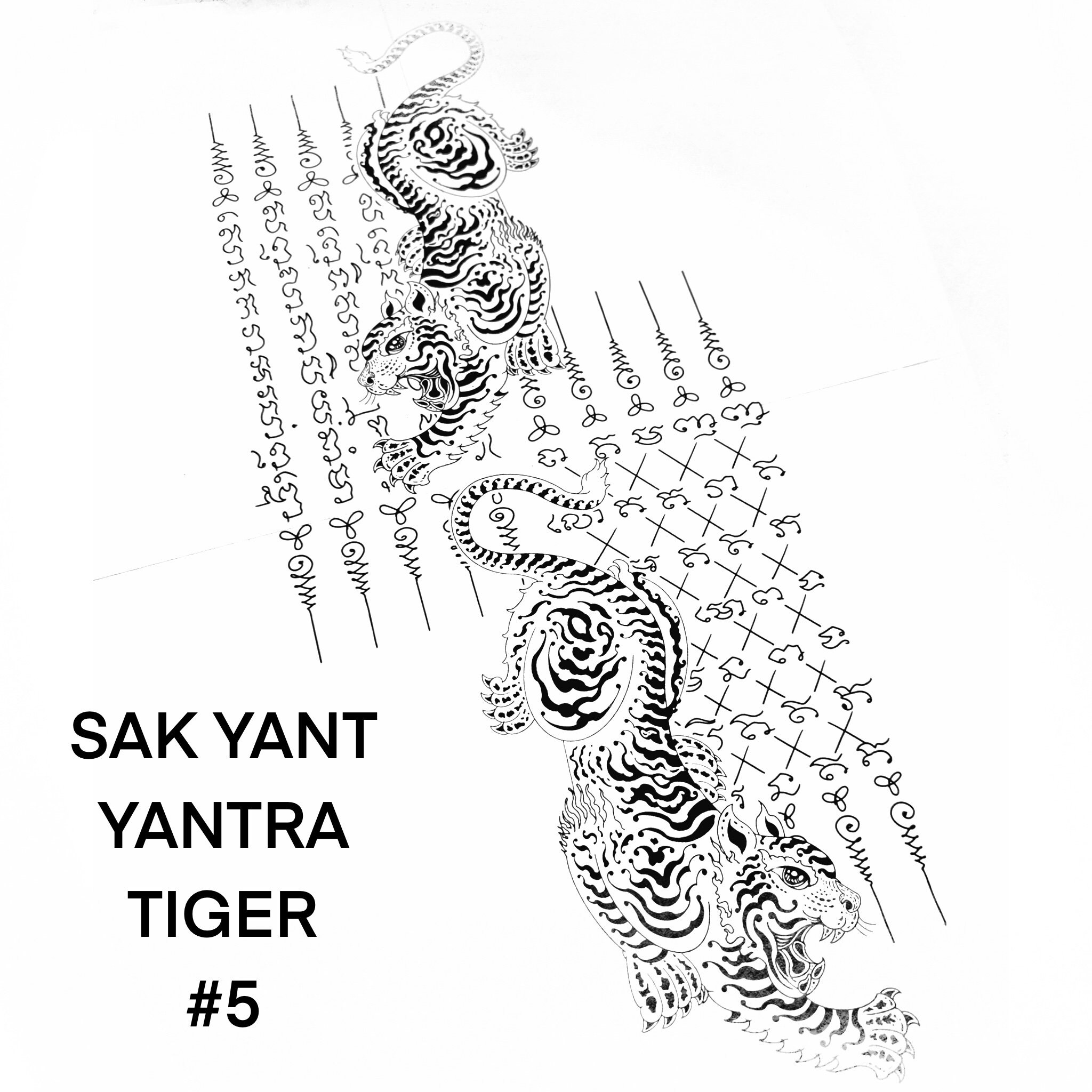 Sak Yant Tiger Tattoo Tiger Tattoo Design Sak Yant Design - Etsy