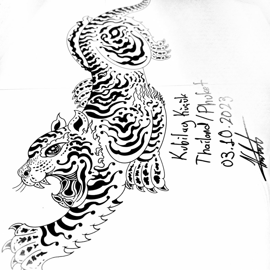Sak Yant Tiger Tattoo Tiger Tattoo Design Sak Yant Design - Etsy