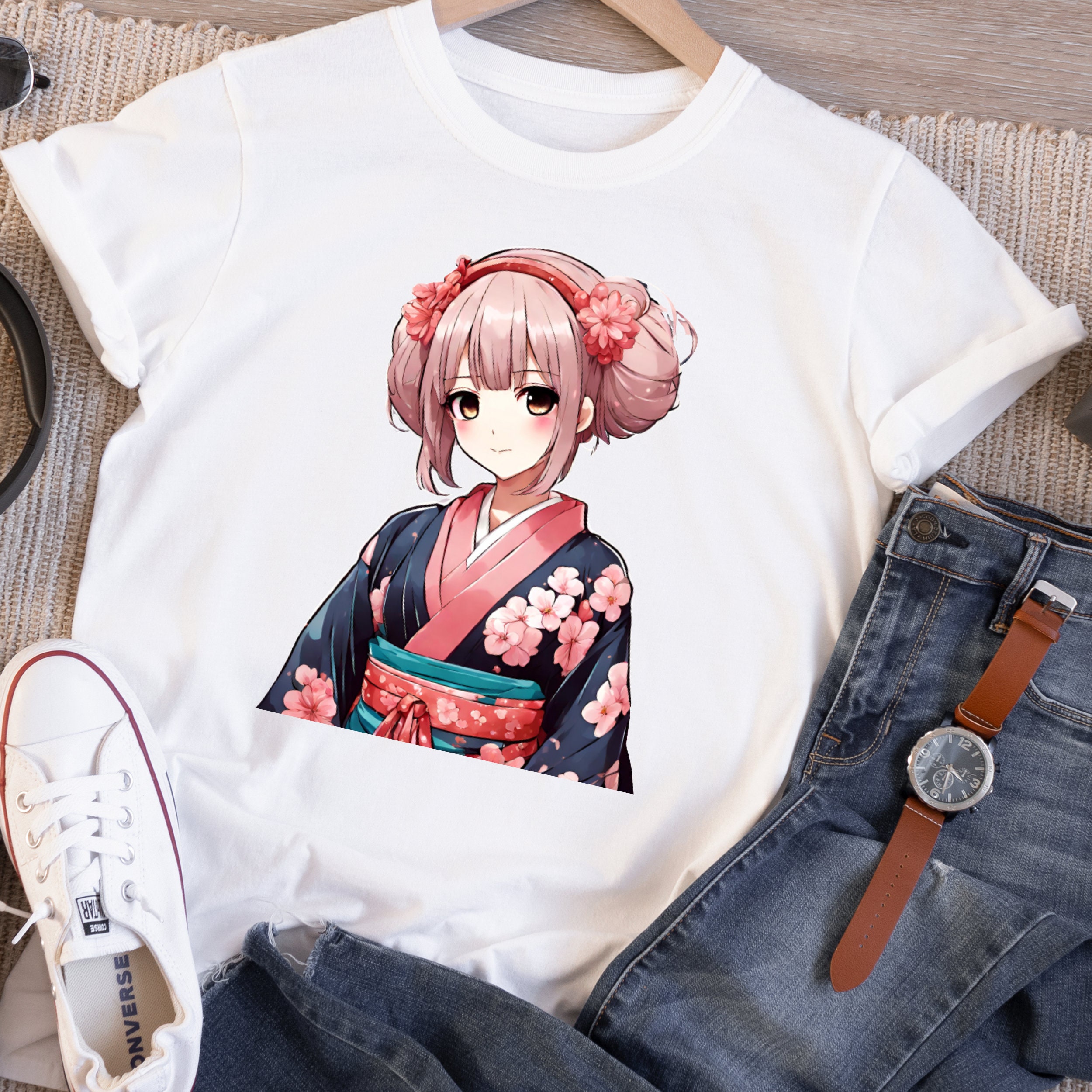 Sakura Anime Girl SVG PNG, Kawaii Girl, Cherry Blossom Girl File ...