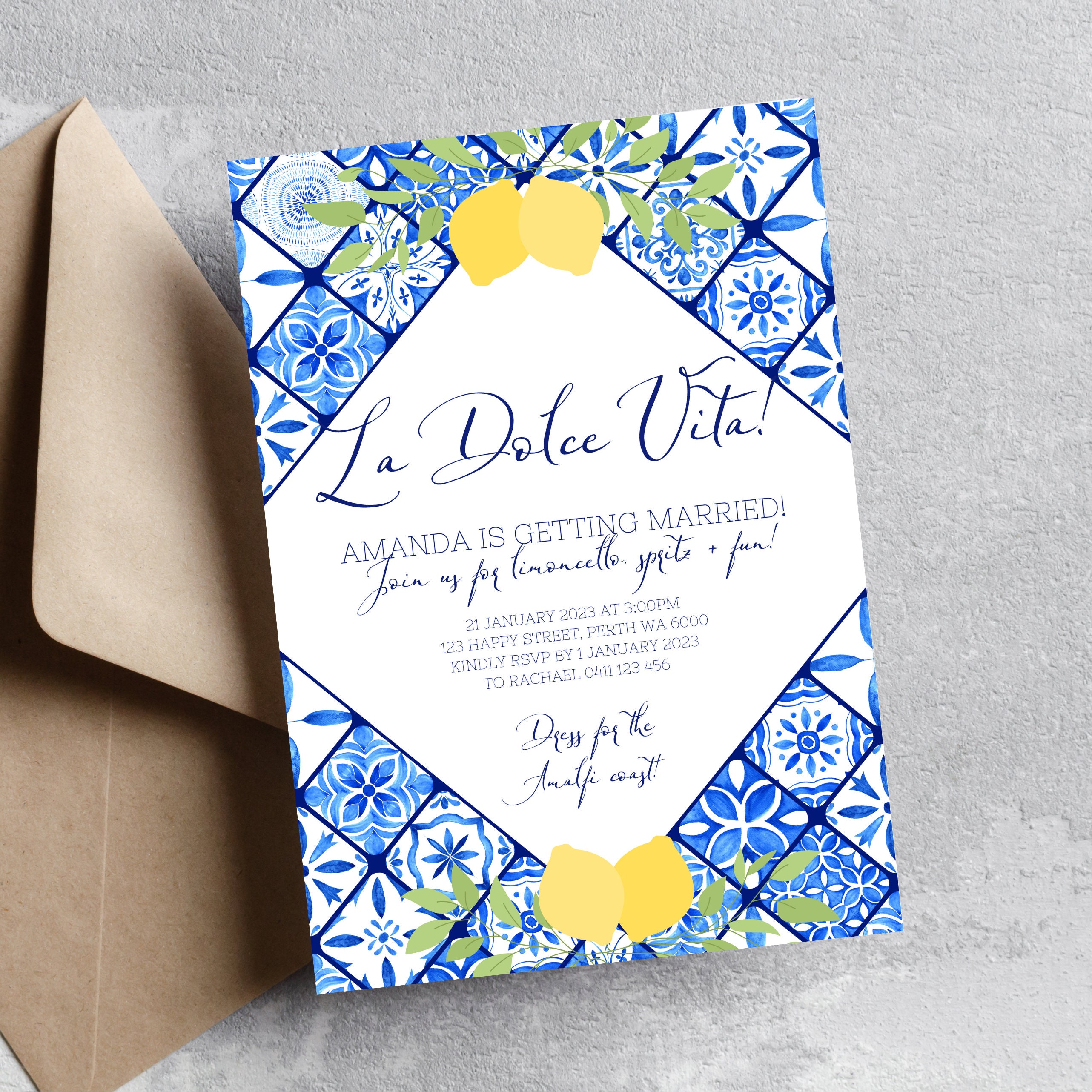 Bridal Shower Invitation Template | Hens Bachelorette Party | La Dolce ...