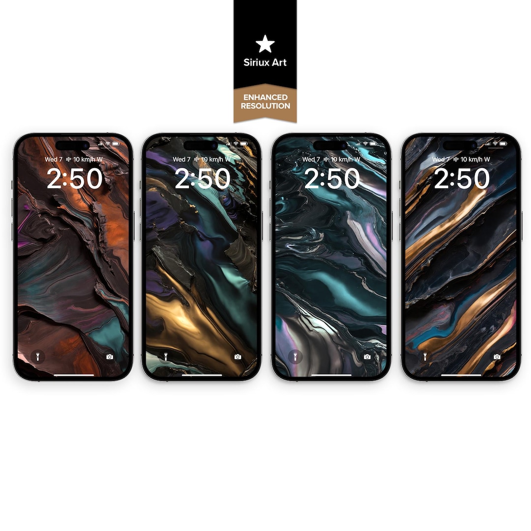 Aurora Mineral iPhone Wallpaper Set: 4 Solid Titanium Texture (digital ...