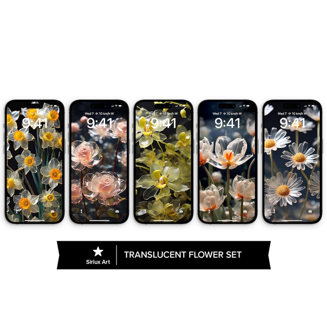 Translucent Flower Phone Wallpaper Set, Beautiful Blooming Aesthetics ...