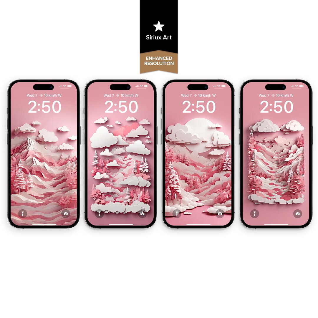 Pinkscape Papercraft Phone Wallpaper Set | BONUS 4th Wallpaper | Pink ...