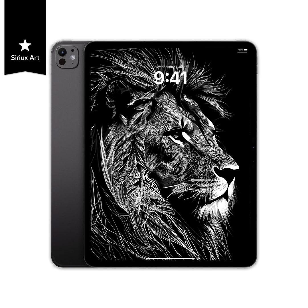 Lion Dark Mode Wallpaper Ipad, Full Screen Deep Etch Aesthetic Art ...