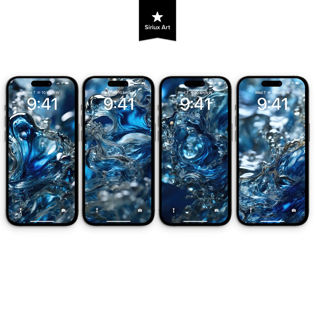 Blue Flowing Liquid Phone Wallpaper Set | Modern Abstract Stylish ...