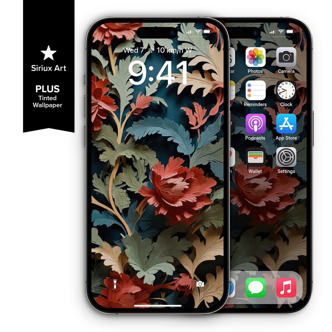 Floral Papercraft Phone Wallpaper, William Morris Inspired Background ...