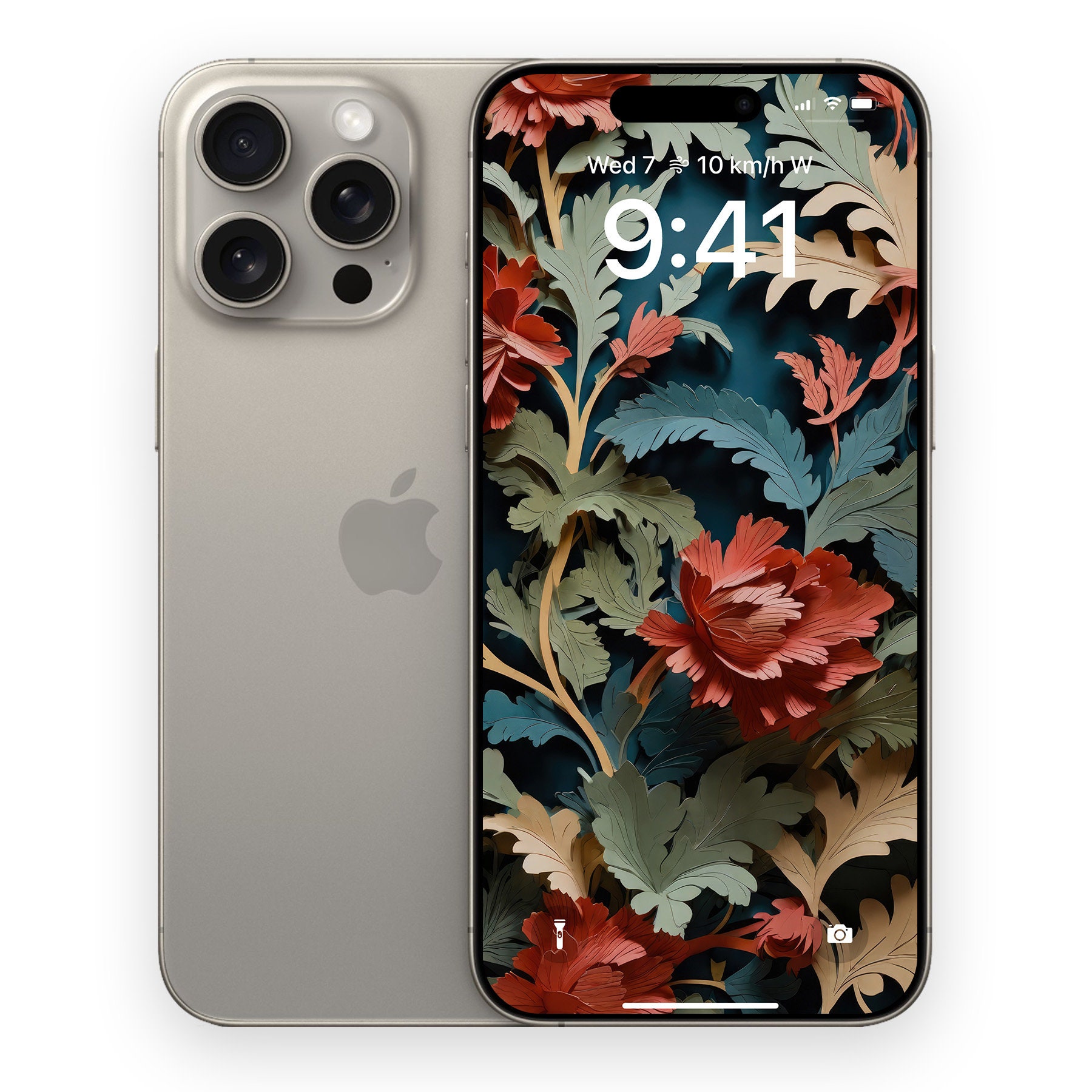 Floral Papercraft Phone Wallpaper, William Morris Inspired Background ...