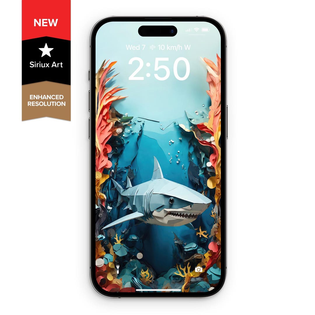 Shark Papercraft Phone Wallpaper, Marine Animal Paper Cut Background ...