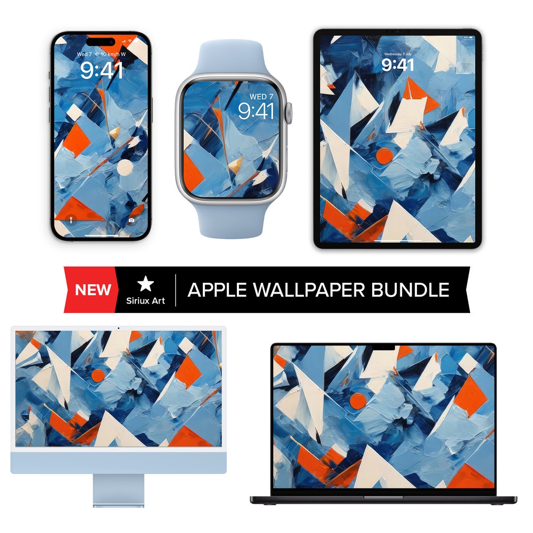 Abstract Geometric Impasto Wallpaper Apple Bundle Set, Fragment ...