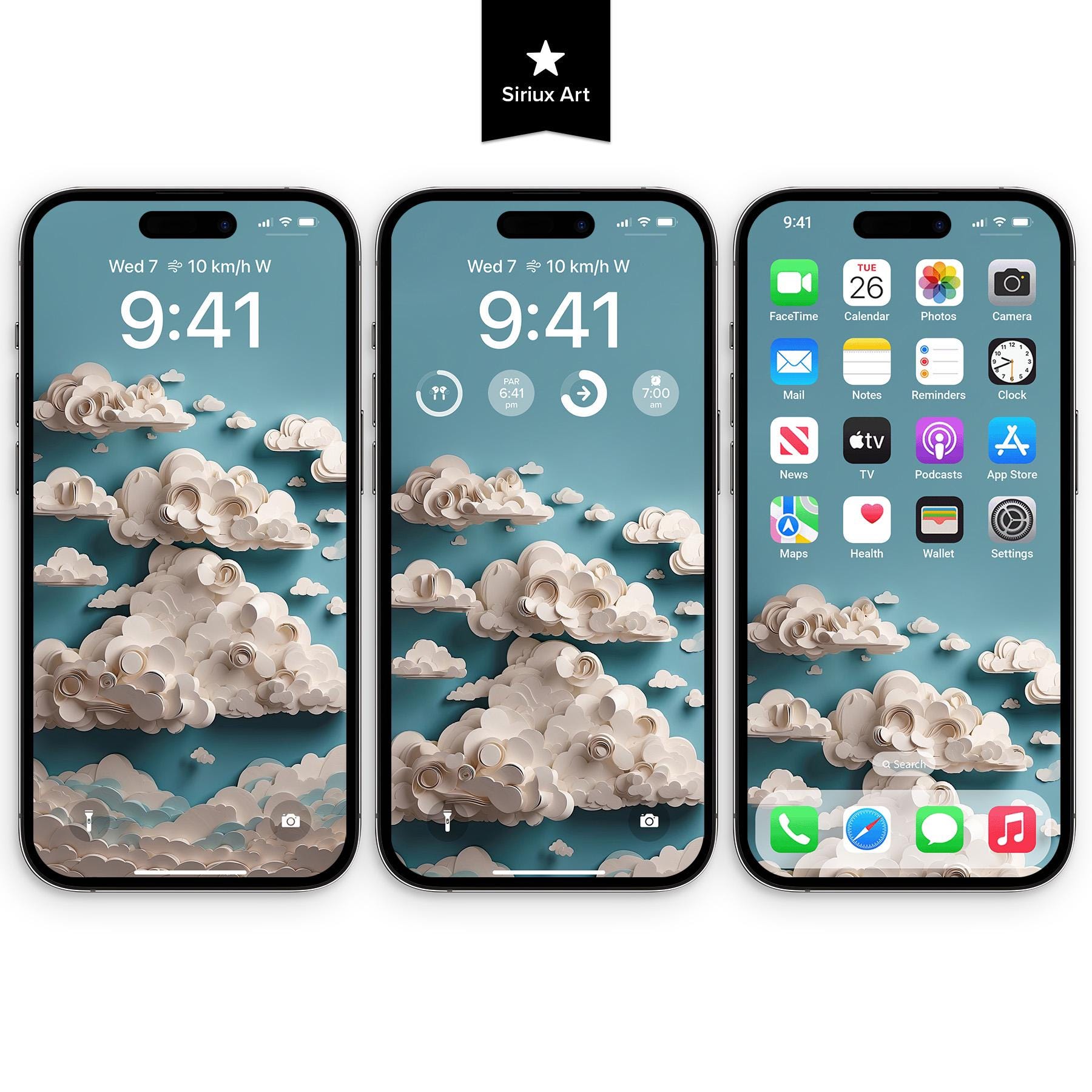 Cloud Papercraft Phone Wallpaper: Origami Sky Background (digital ...