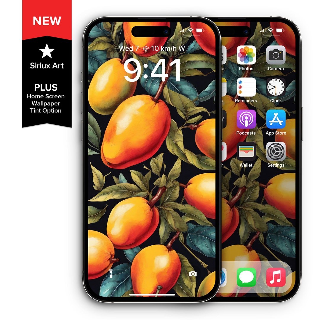 Mango Phone Wallpaper, Fruit Tree Pattern Background, Tropical Food ...